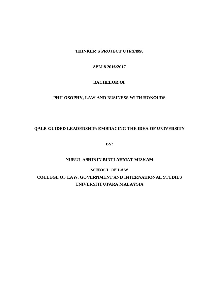 Full Draft Thinkers Project Shikin Autosaved | PDF | Leadership ...