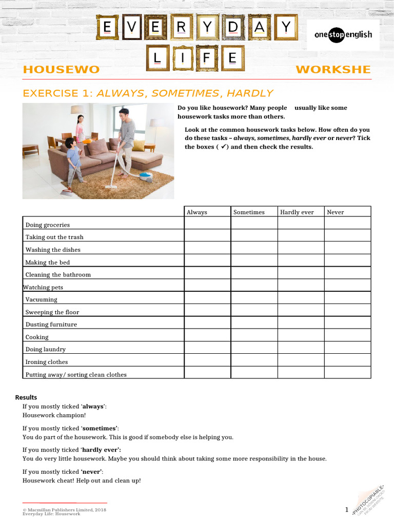 Everyday-Life Housework Updated 28 August | PDF | Manufactured Goods ...