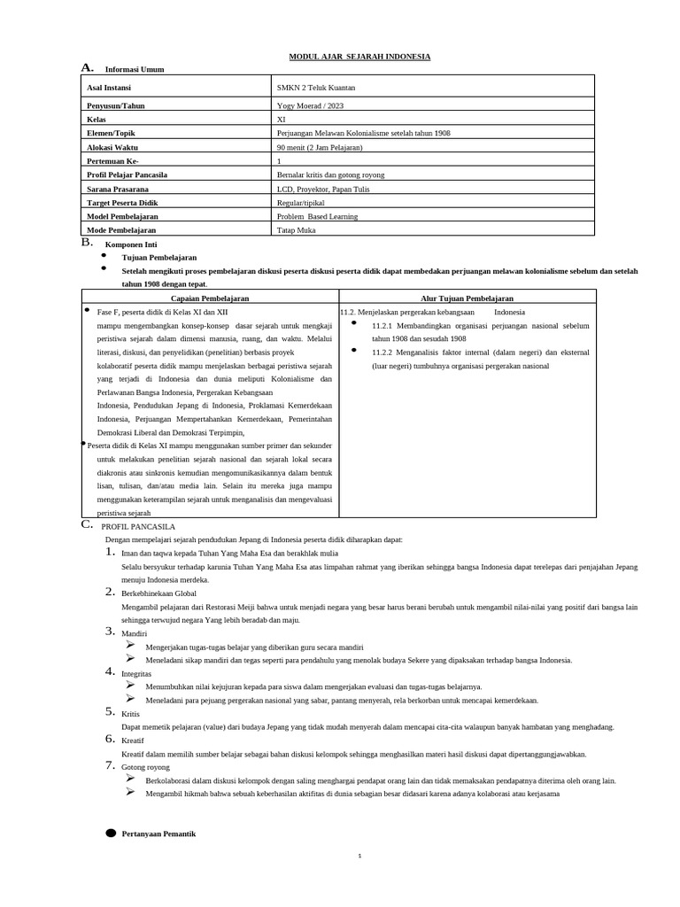 Modul Ajar PPG 1 | PDF