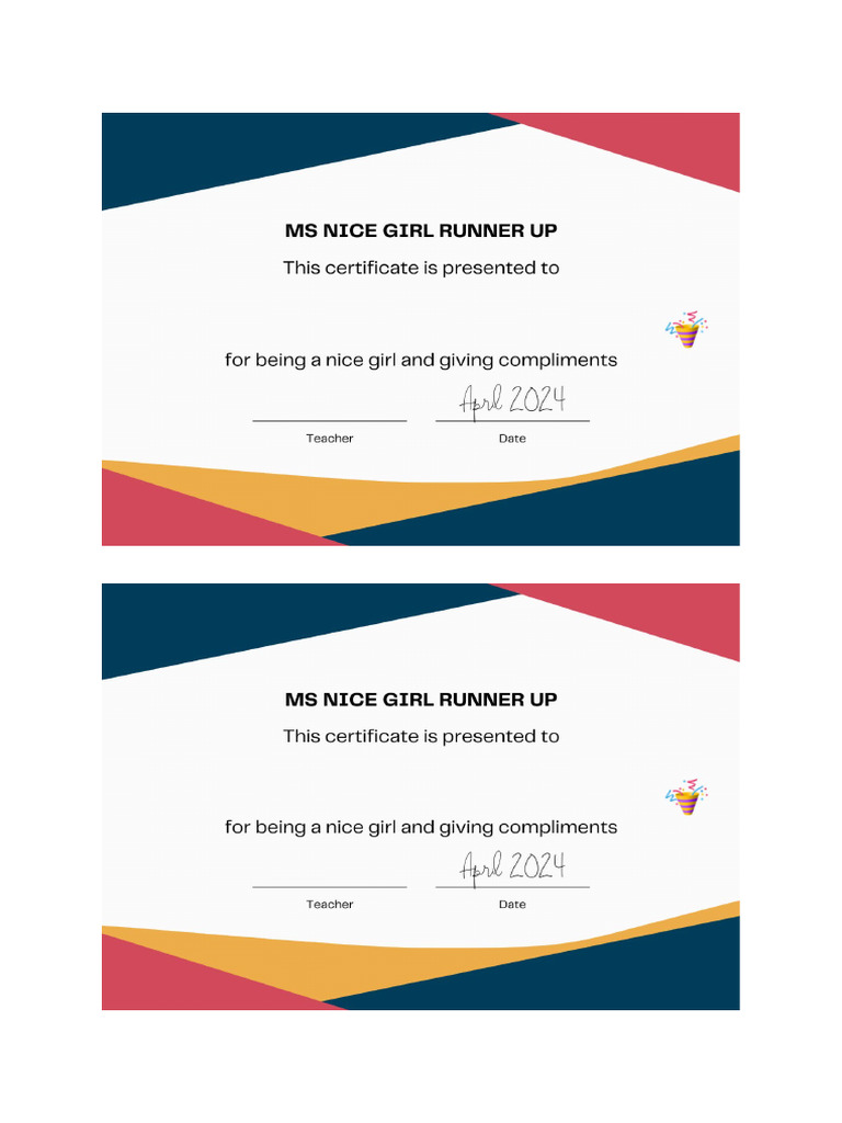 Hanil 1st Years Runner Up Certificate April 2024 | PDF