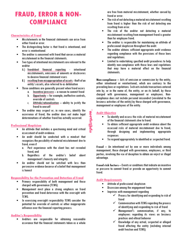 Fraud J Error 0 Non-Compliance | PDF | Audit | Fraud