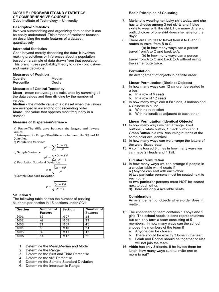 Probability and Statistics Course Overview | PDF | Statistics ...