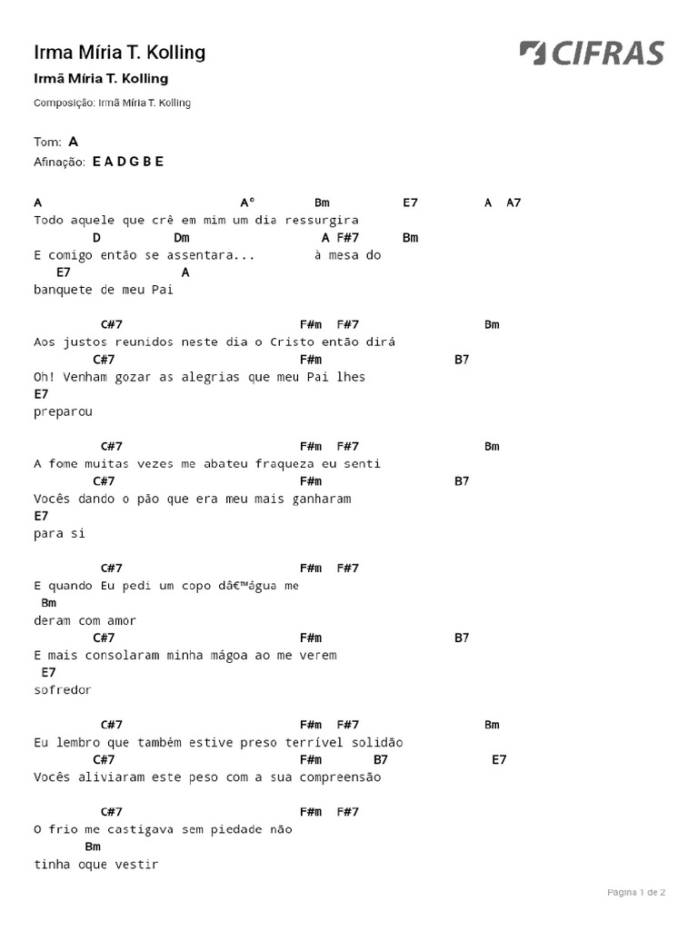CIFRAS Cifra Irma Miria T Kolling Irma Miria T Kolling | PDF