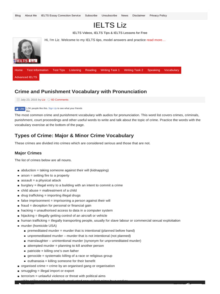 Crime and Punishment Vocabulary Guide | PDF | Crimes | Crime & Violence