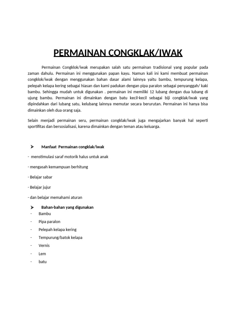 Cara Membuat Congklak dari Bambu | PDF | Griya & Taman