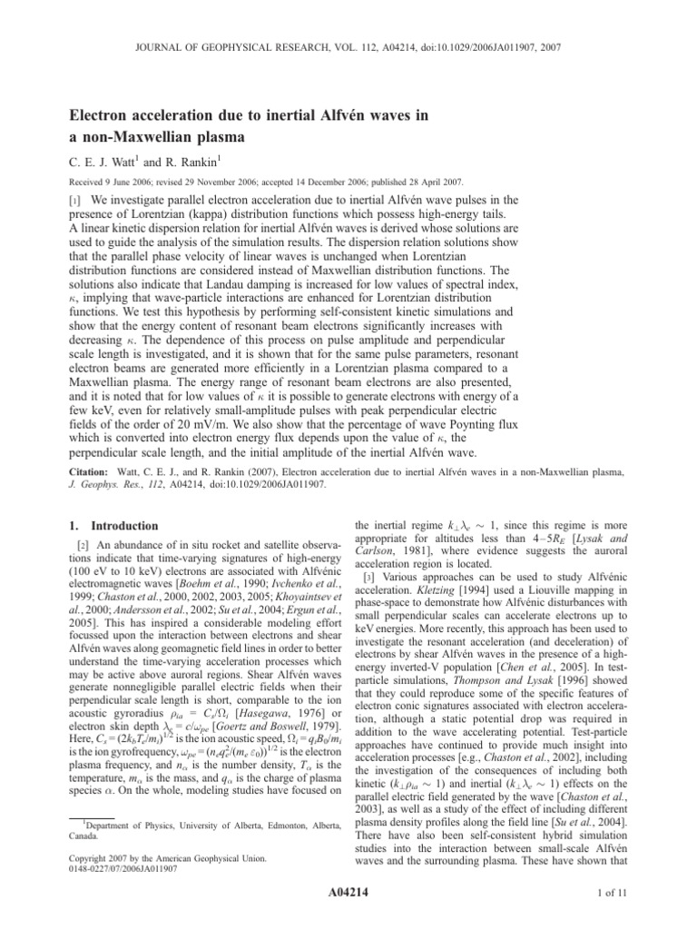Journal of Geophysical Research Space Physics - 2007 - Watt - Electron ...