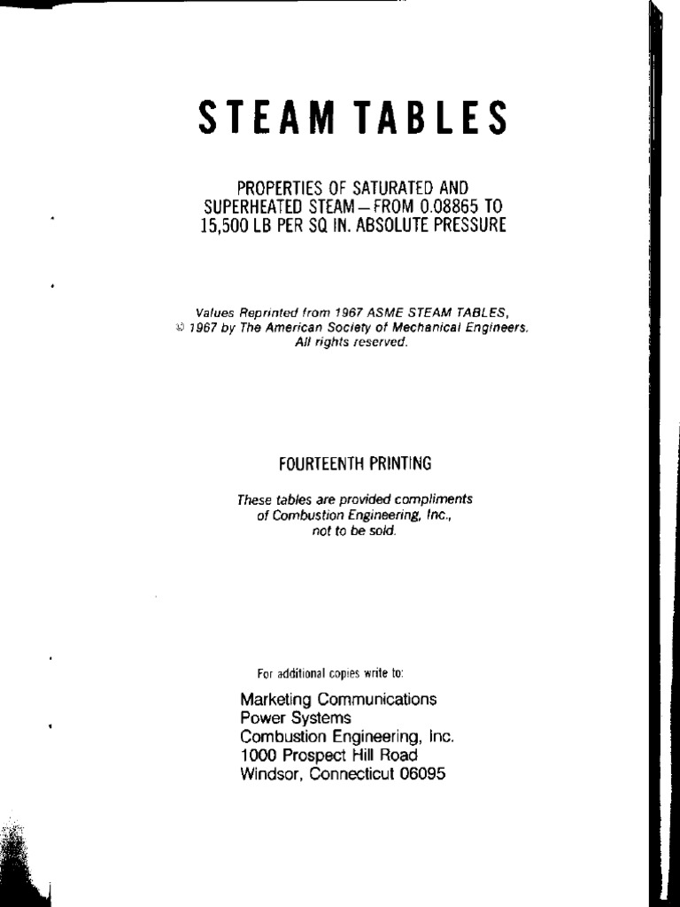 Steam Tables | PDF