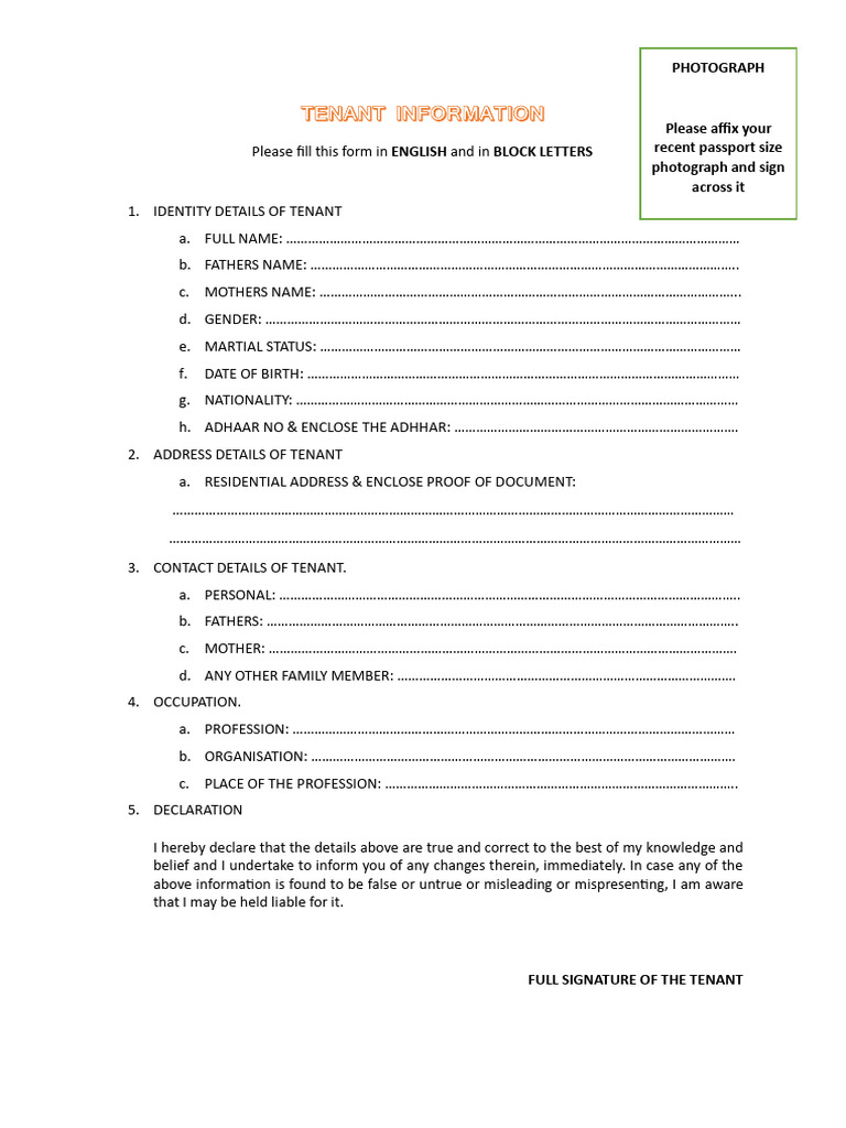 Tenant Information | PDF