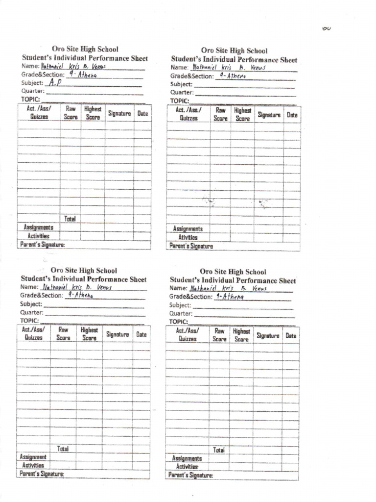 Score Sheet | PDF