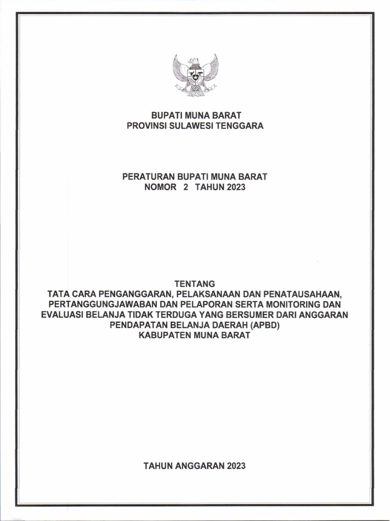 Perbup Nomor 2 Tahun 2023 BTT | PDF