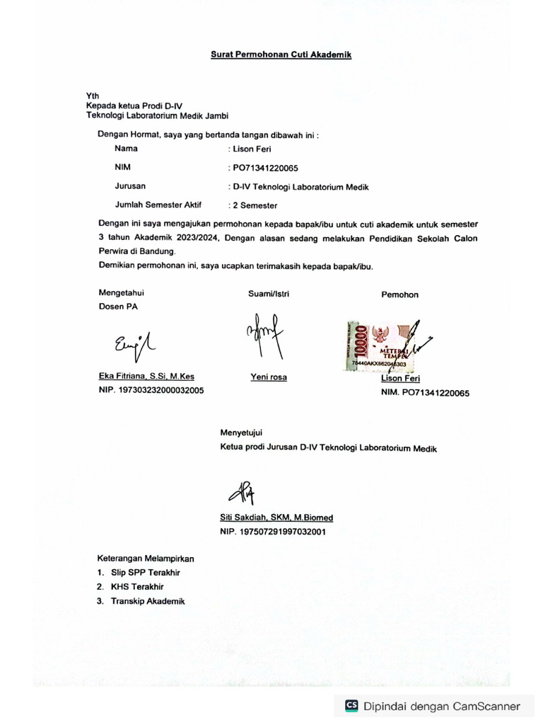 Usulan Cuti Lison Feri | PDF