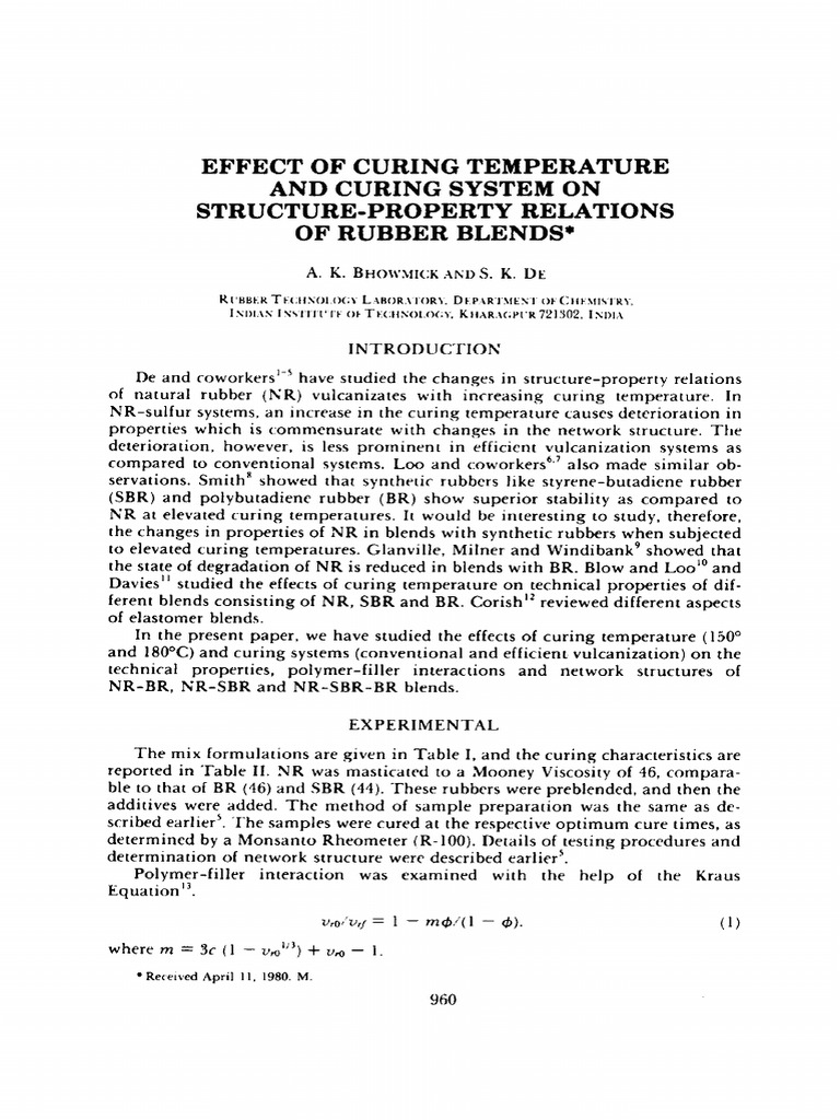 Effect of Curing Temperature and Curing System On Structure-Property Relations of Rubber Blends ...