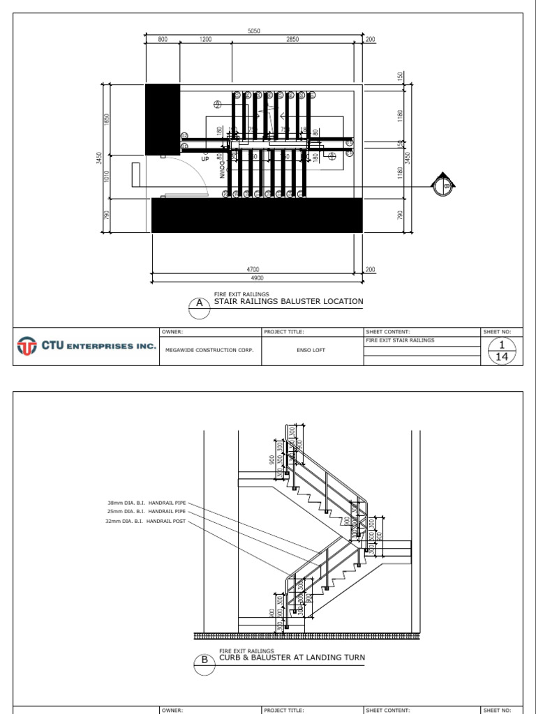 Fire Exit Railing Details | PDF | Stairs | Architectural Elements