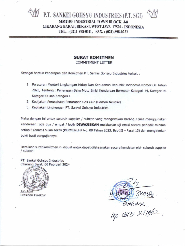 Surat Komitmen | PDF