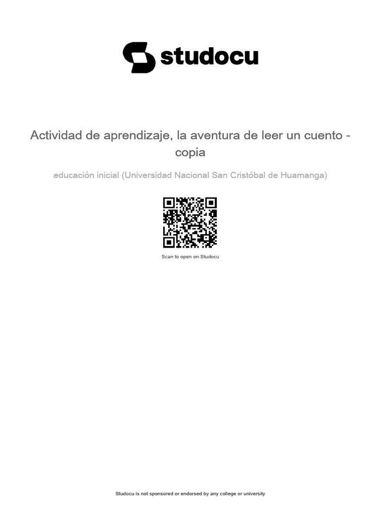 Actividad de Aprendizaje La Aventura de Leer Un Cuento | PDF | Las ...