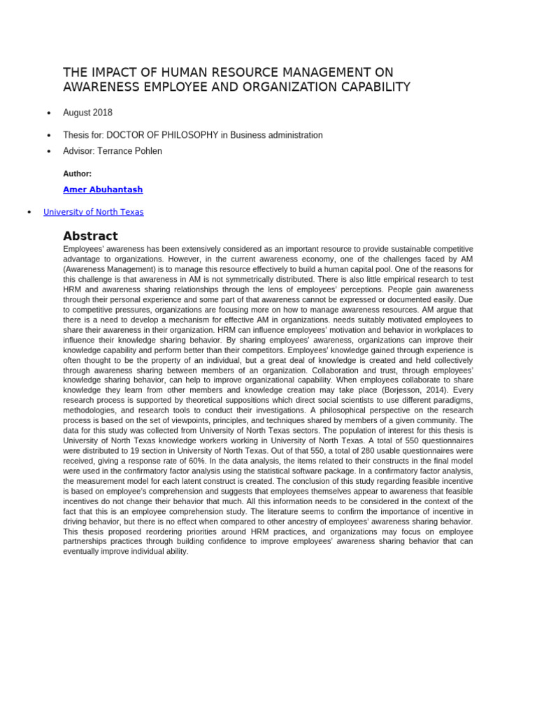 HRM's Role in Employee Awareness | PDF | Knowledge | Human Resource Management