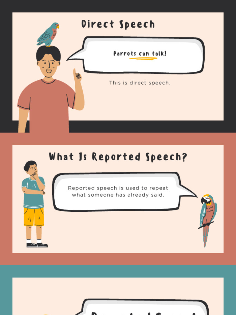 Reported Speech Grammar Presentation in Blue and Cream Colorful Style | PDF