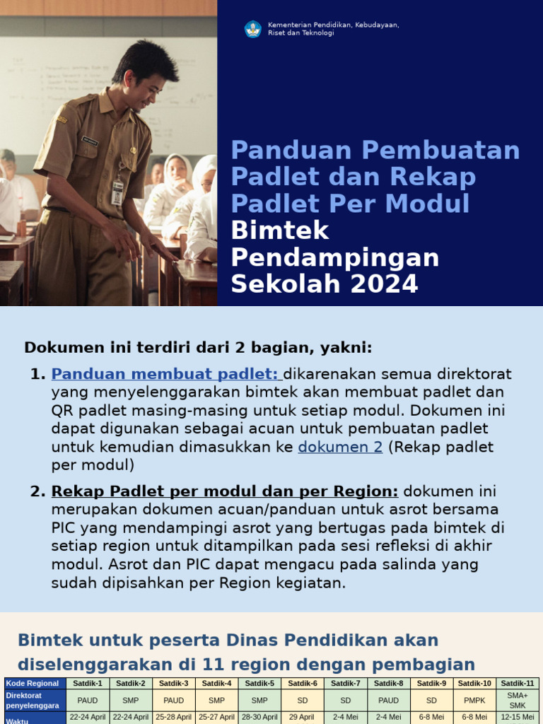Template Rekap Padlet - Bimtek Pendampingan Sekolah 2024 | PDF