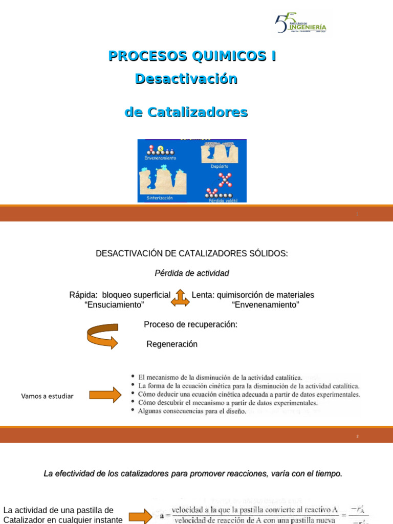 Desactivación de Catalizadores Sólidos | PDF | Catálisis | Cinética química