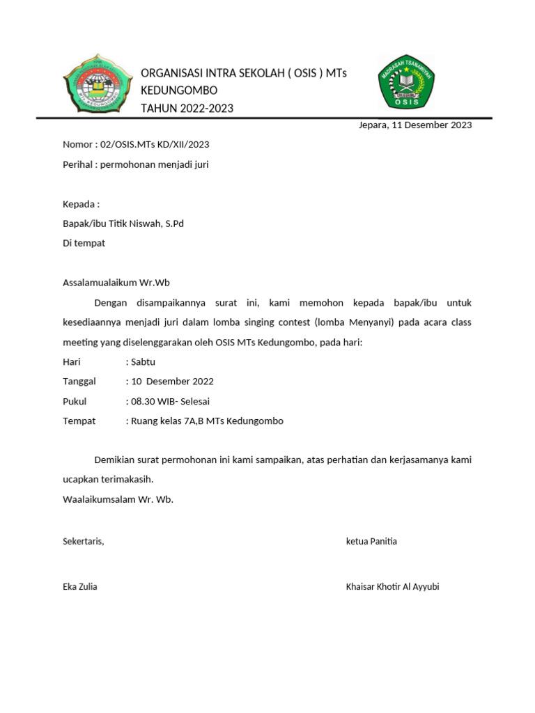 Surat Permintaan Juri 23 | PDF