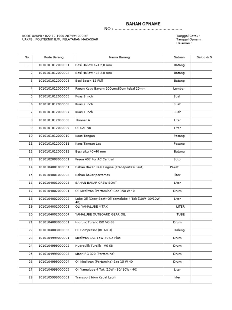 14 Bahan Opname Fis | PDF