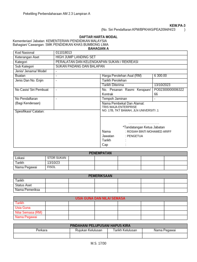 Daftar Harta Modal KEW.PA-3 | PDF