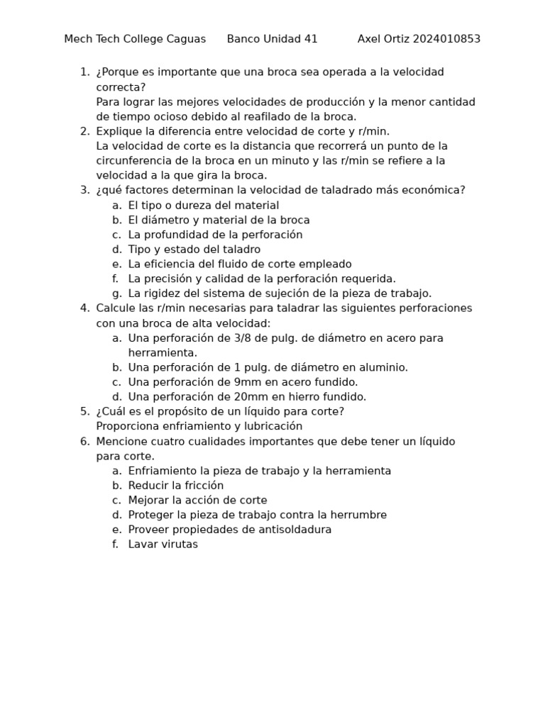Asig 7 Unidad 41 | PDF | Perforar | Perforación