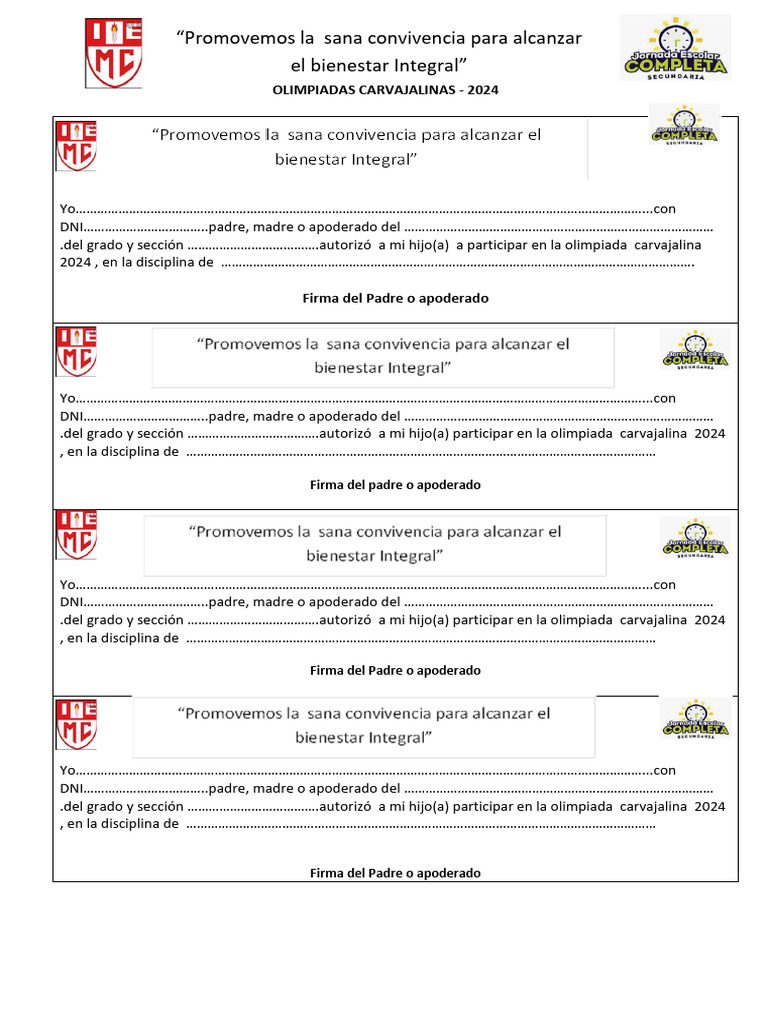 Ficha de Inscripción para Las Olimpiadas 2024 | PDF