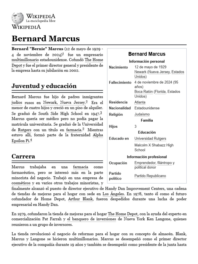 Bernard Marcus | PDF | Política | Viajes y turismo