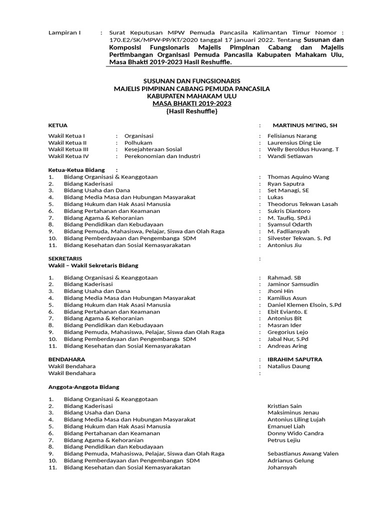 Lampiran I SK PP MU | PDF