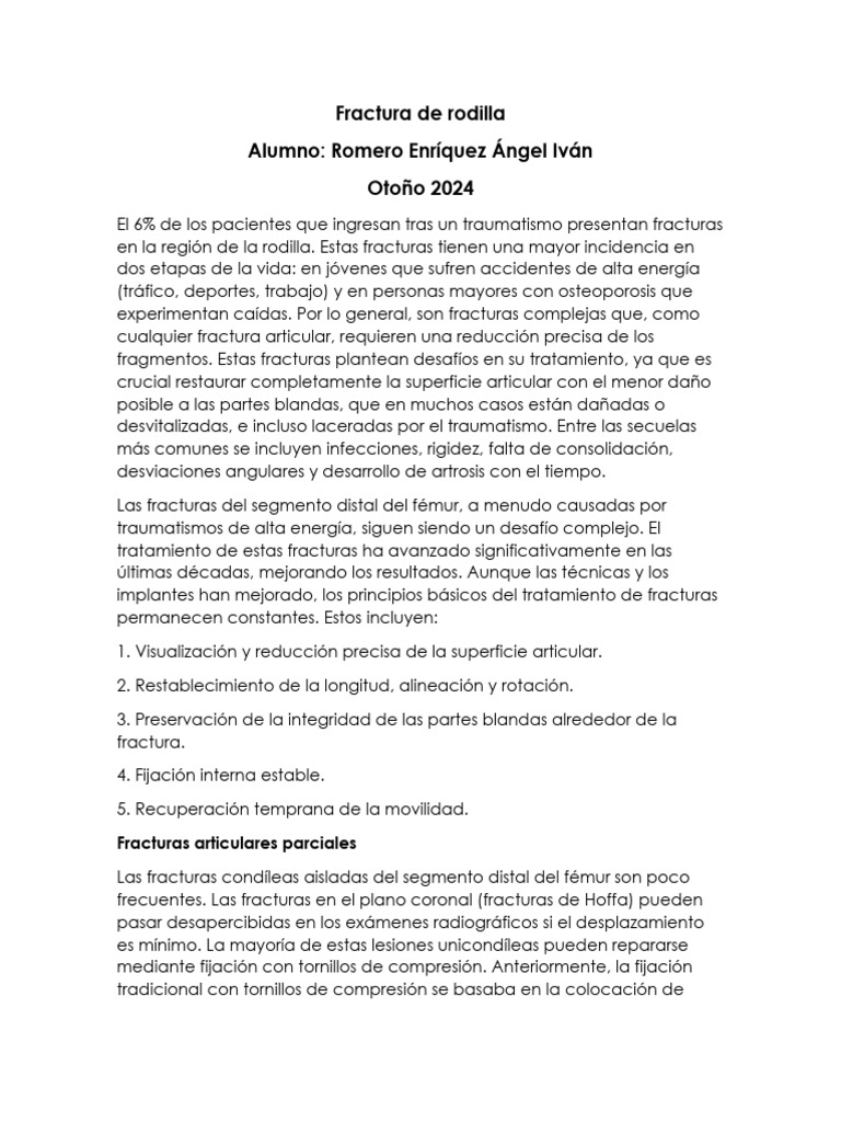 10 Fractura de Rodilla Romero Enriquez Angel Ivan | PDF | Rodilla ...