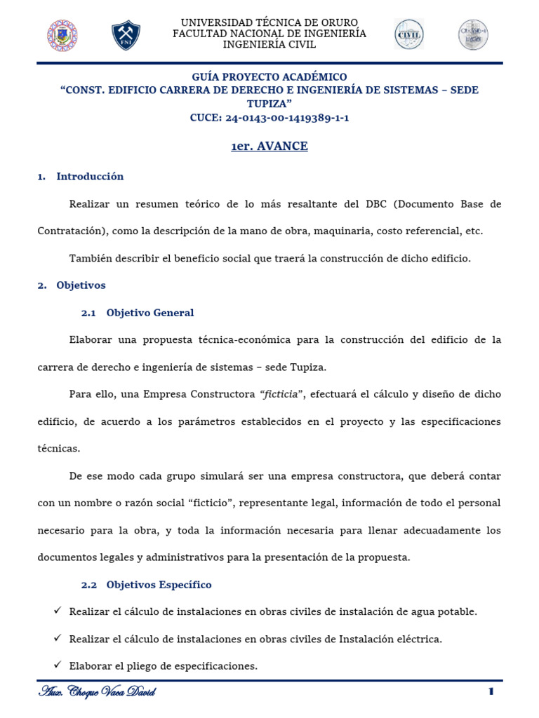 Guia Proyecto Civ 3346 A 1 2024 | PDF | Ingeniería