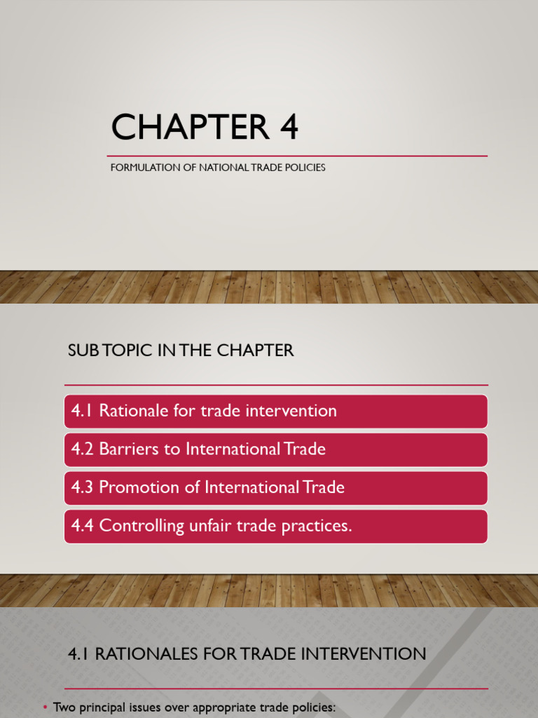 CHAP 4 Formulation of National Trade Policies | PDF | Non Tariff ...