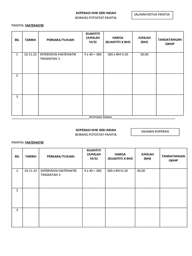 Borang Photostate Panitia | PDF | Technology & Engineering