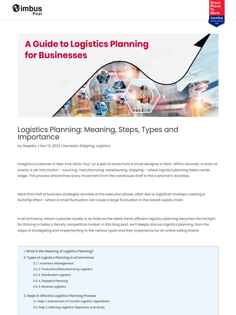 Essential Guide to Logistics Planning | PDF | Logistics | Supply Chain