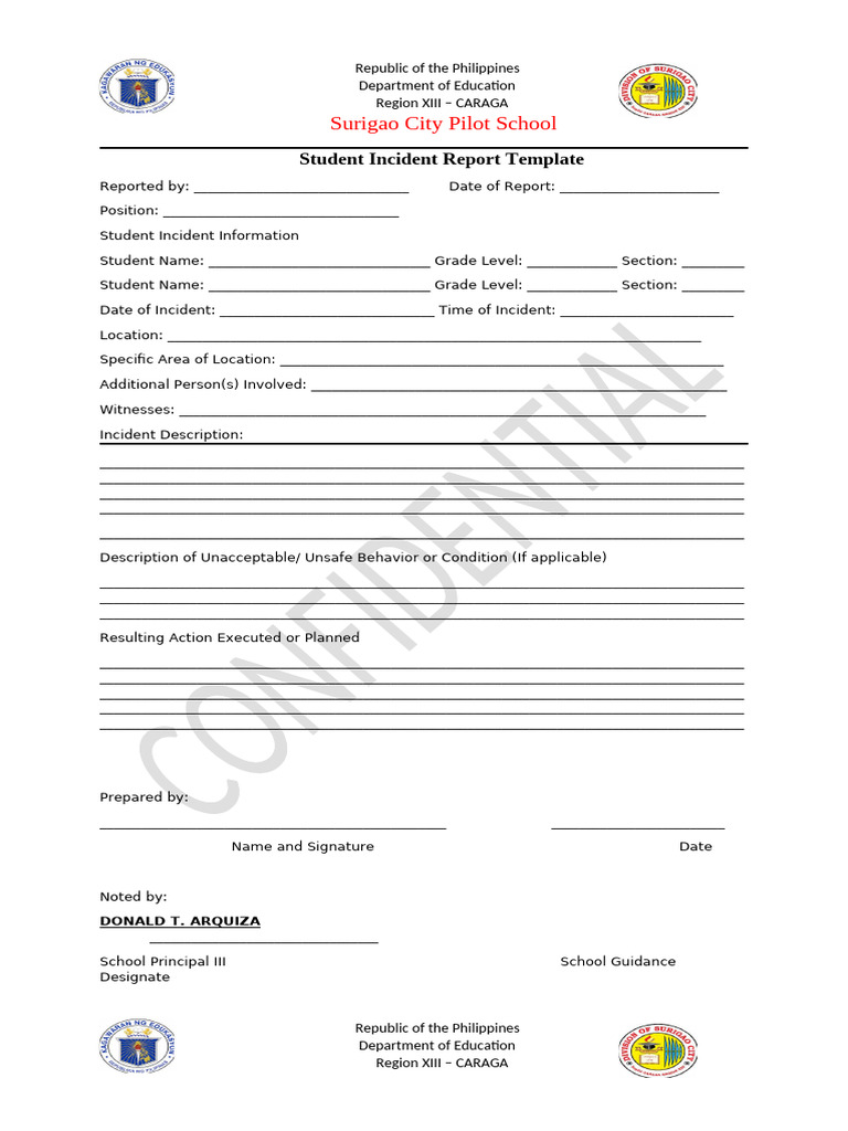 Student Incident Report Template | PDF