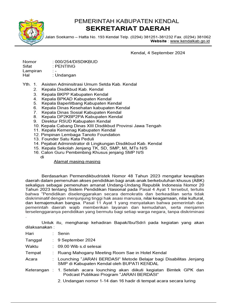 Surat Setda Undangan Lounching | PDF