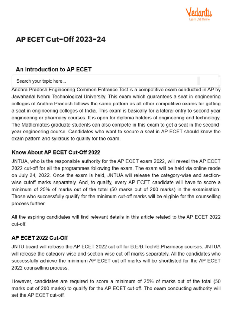 AP ECET Cut-Off 2023-24 | PDF