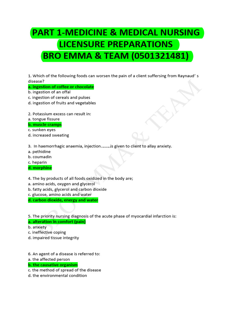 Medicine & Medical Nursing - McQs | PDF | Diabetes | Anemia