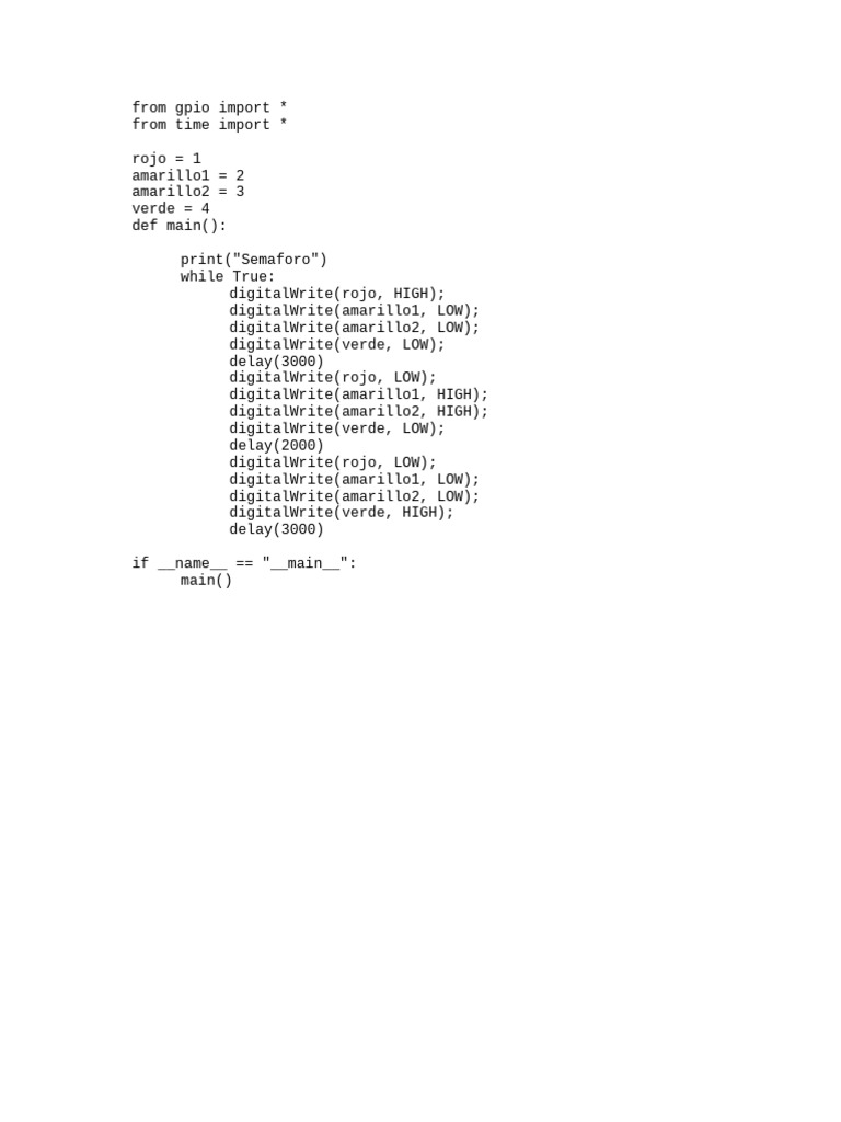 Código de Phyton para Semaforo, Video2 | PDF
