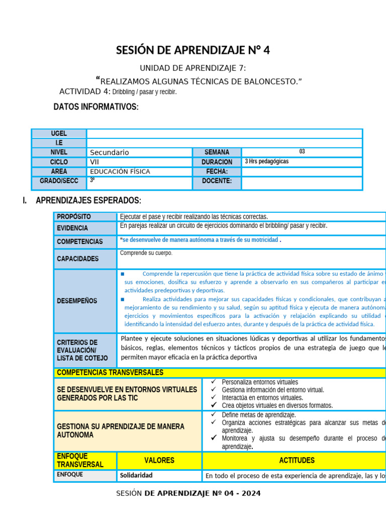 D-3°4º Ses-Act 4-E.f Und 7 | PDF | Aprendizaje | Maestros