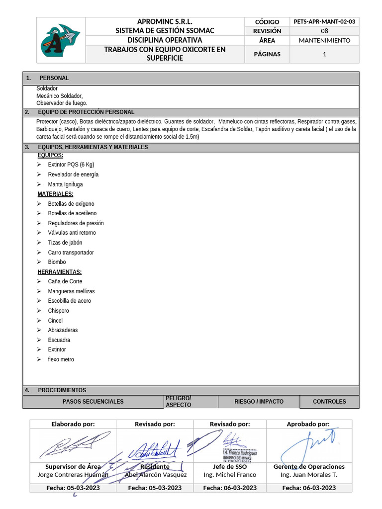 Seguridad en Oxicorte: Procedimientos y EPP | PDF | Seguridad y salud ...