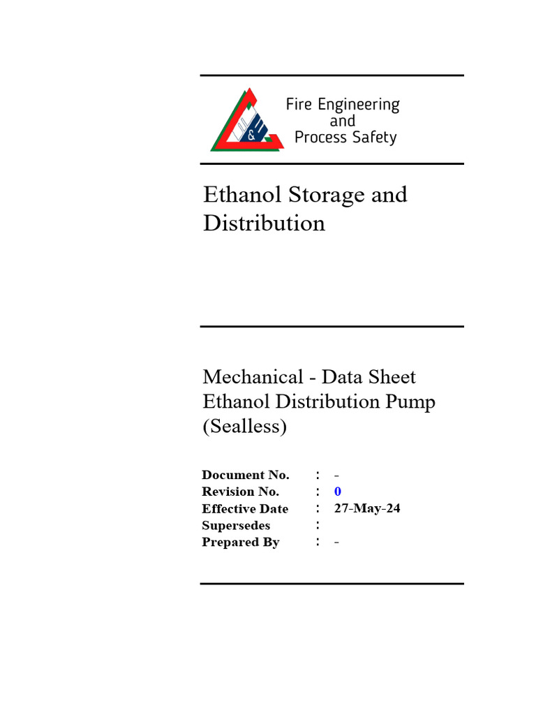 Datasheet - Ethanol Distribution Pump (Sealless) | PDF | Pump | Flow Measurement