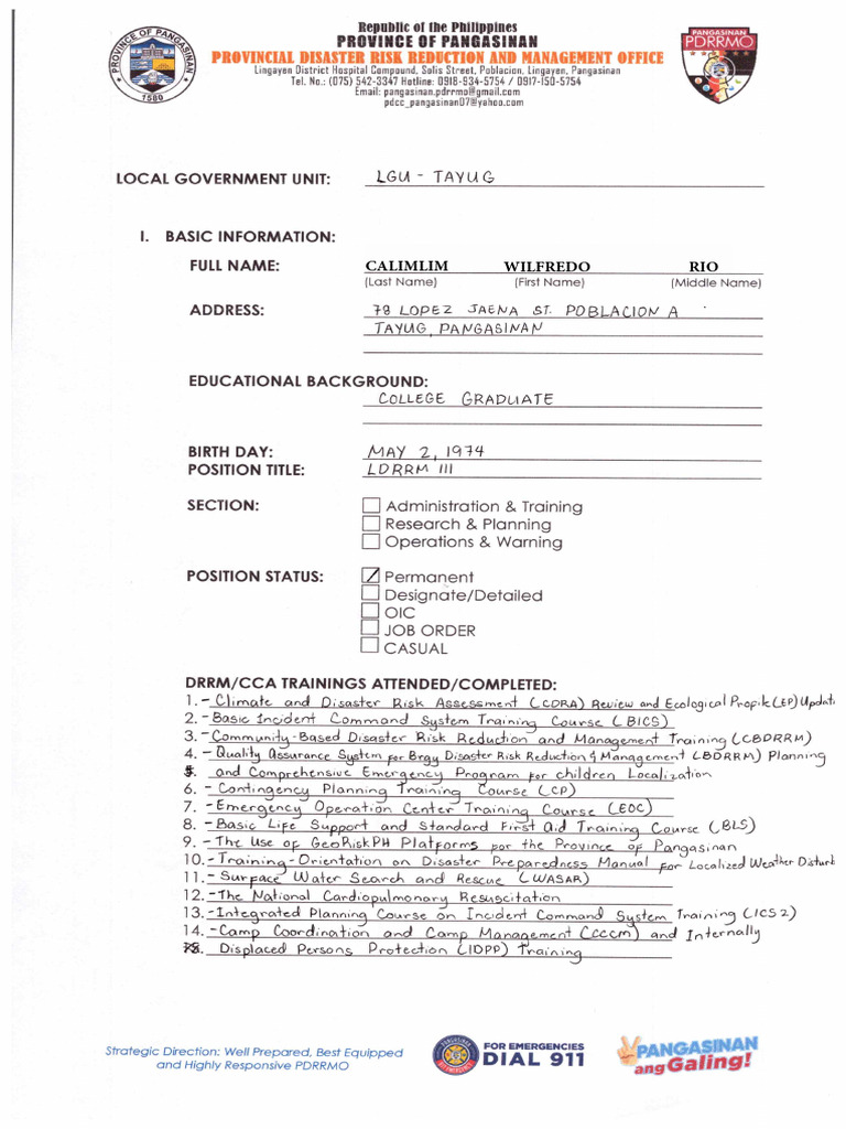 Form Ldrrmo 20240613 | PDF