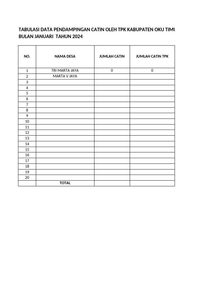 2024 Format Tabulasi Catin | PDF