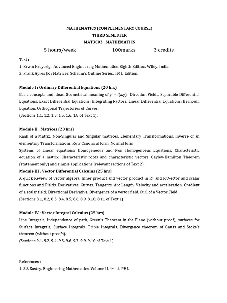 Mathematics BSC Syllabus | PDF