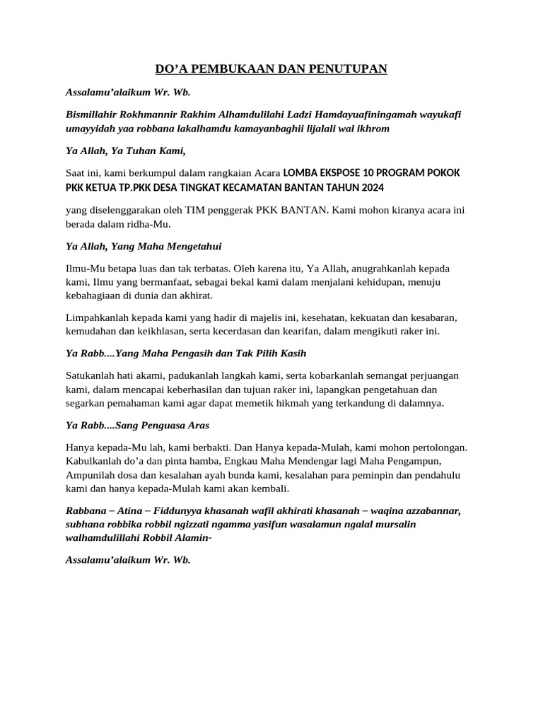 Doa PKK | PDF | Agama & Spiritualitas