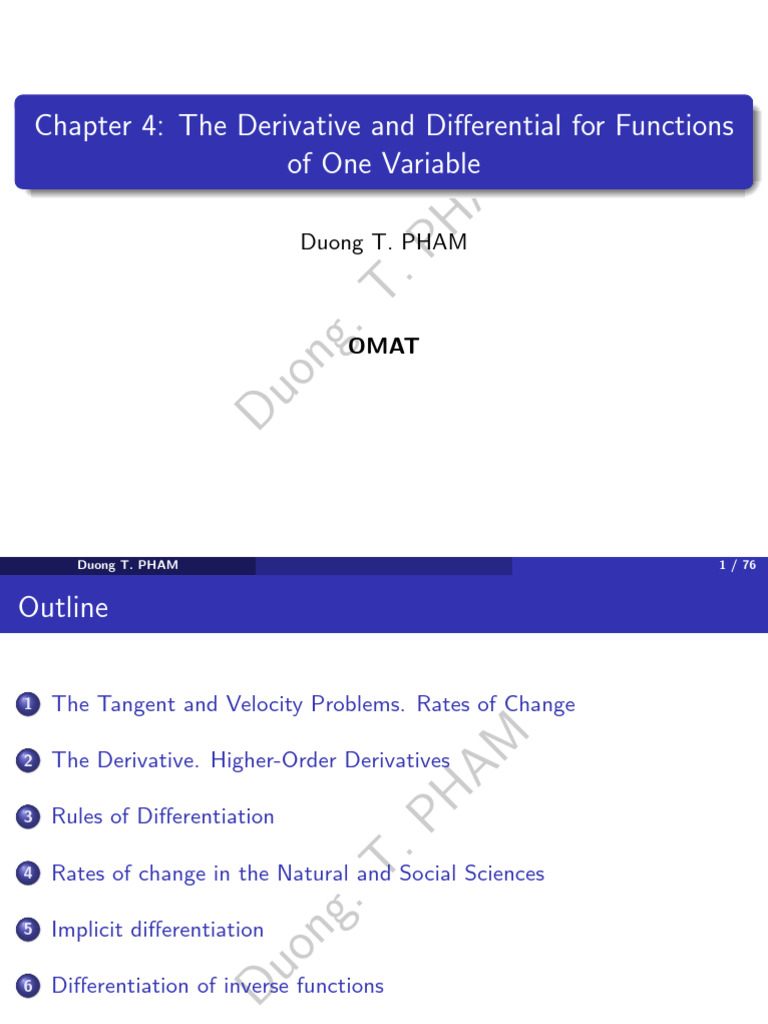 OMAT Lecture4 | PDF | Derivative | Tangent