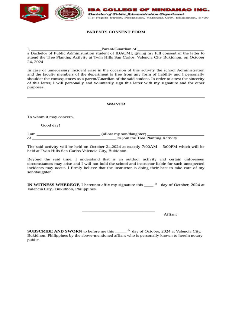 Tree Planting Waiver 2 | PDF | Social Science