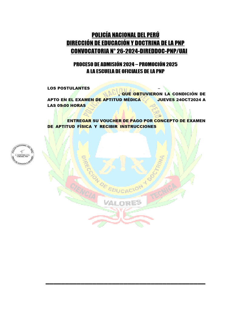 Instrucciones para Examen Físico PNP | PDF | Documento de identidad | Autenticación
